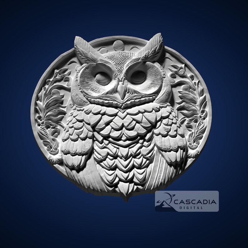 Owl Round 3d Stl File For Cnc Router 3d Print Casting Wood Carving