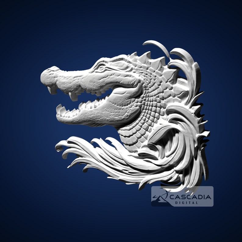 Gator Head 3D STL File for CNC Router, 3D Print, Casting, Wood Carving ...