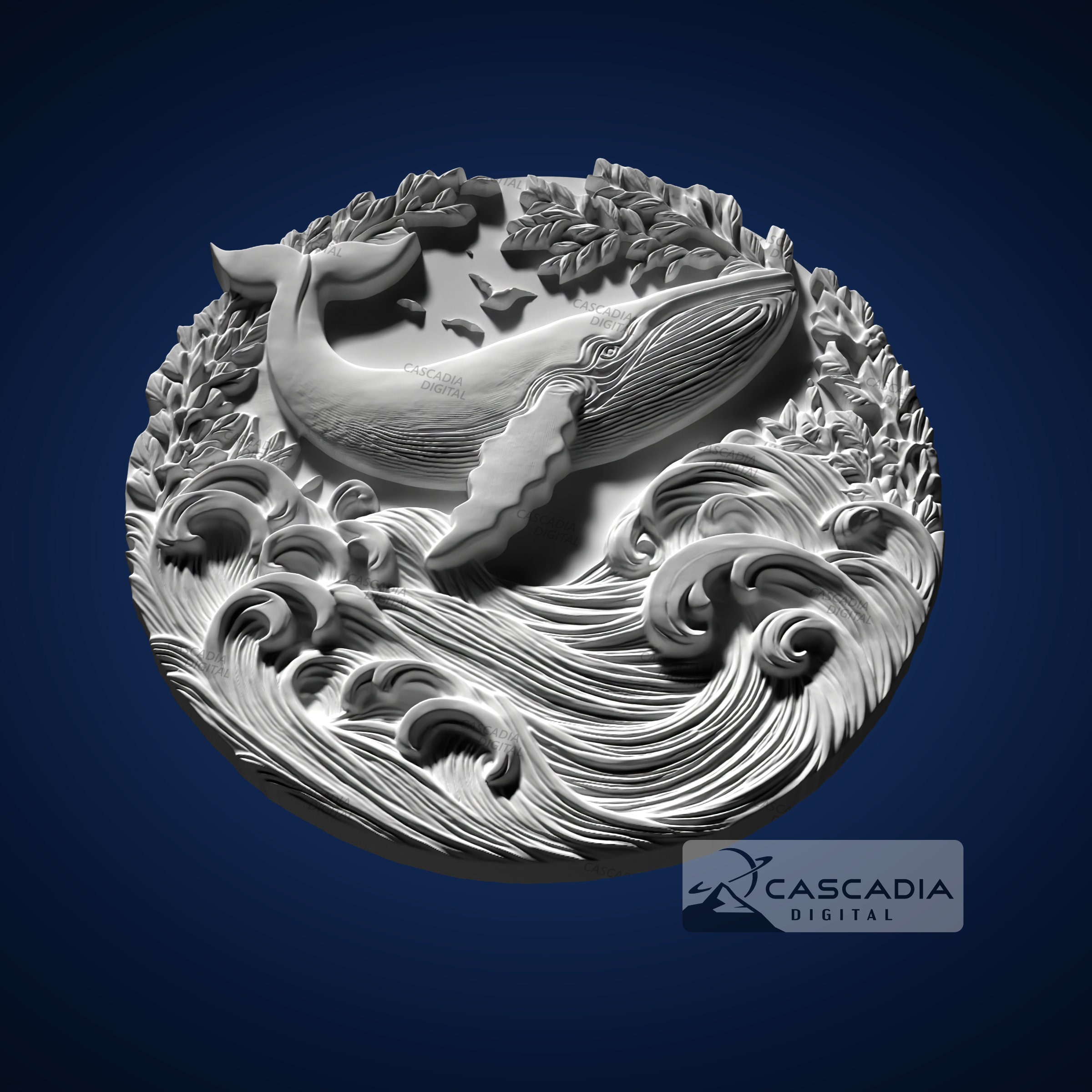 Whale Round - STL Model for CNC Router and 3D Printing - Etsy