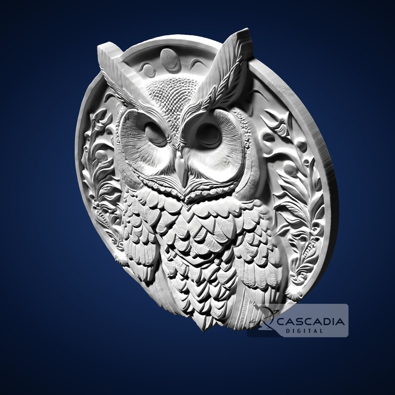 Owl Round 3D STL File for CNC Router, 3D Print, Casting, Wood Carving ...