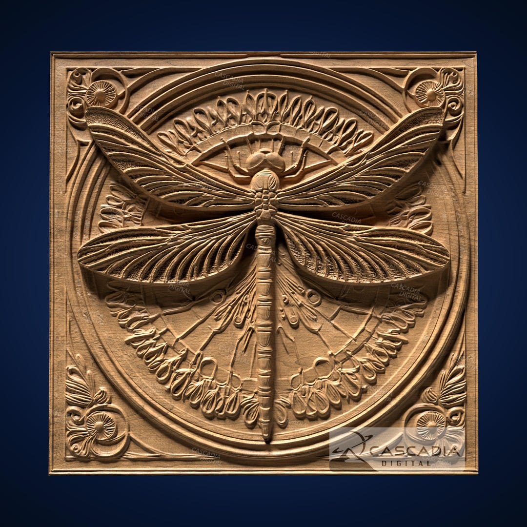 Dragonfly 3D STL File for CNC Router, 3D Print, Casting, Wood Carving ...