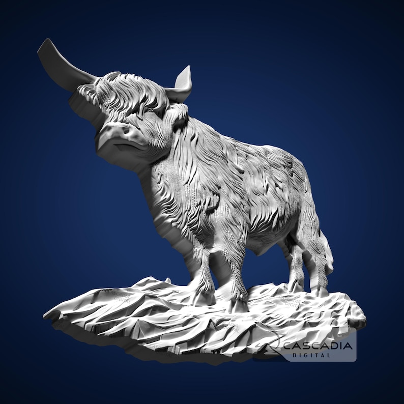 Highland Cow Steer 3D, STL File für CNC-Fräser, 3D Druck, Gießen ...