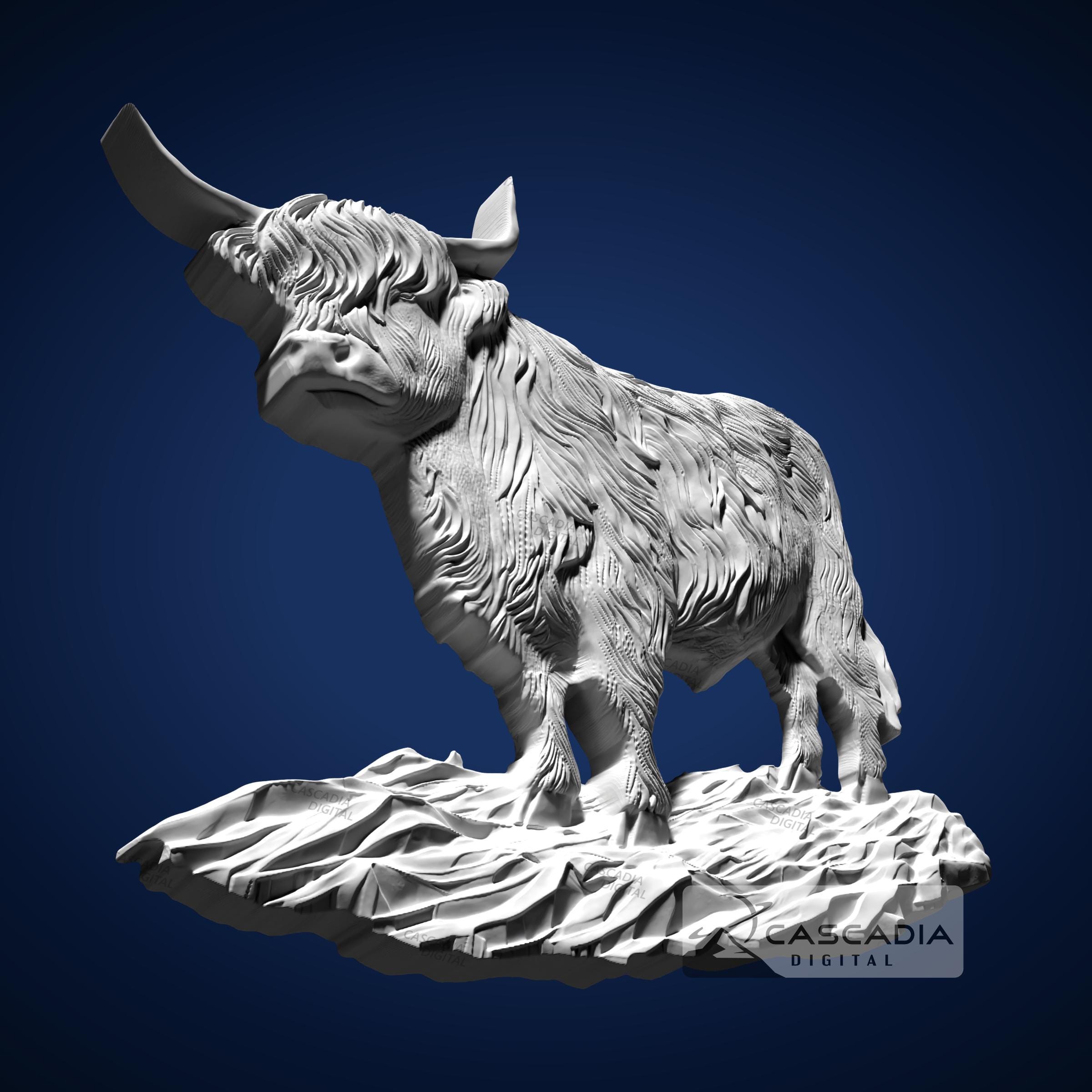 Highland Cow Steer 3D STL File for CNC Router, 3D Print, Casting, Wood ...
