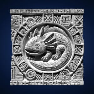 Axolotl Aztec 3D STL File for CNC Router, 3D Print, Casting, Wood ...