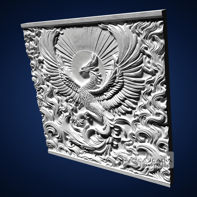 Phoenix Sun and Smoke 3D STL File for CNC Router, 3D Print, Casting ...