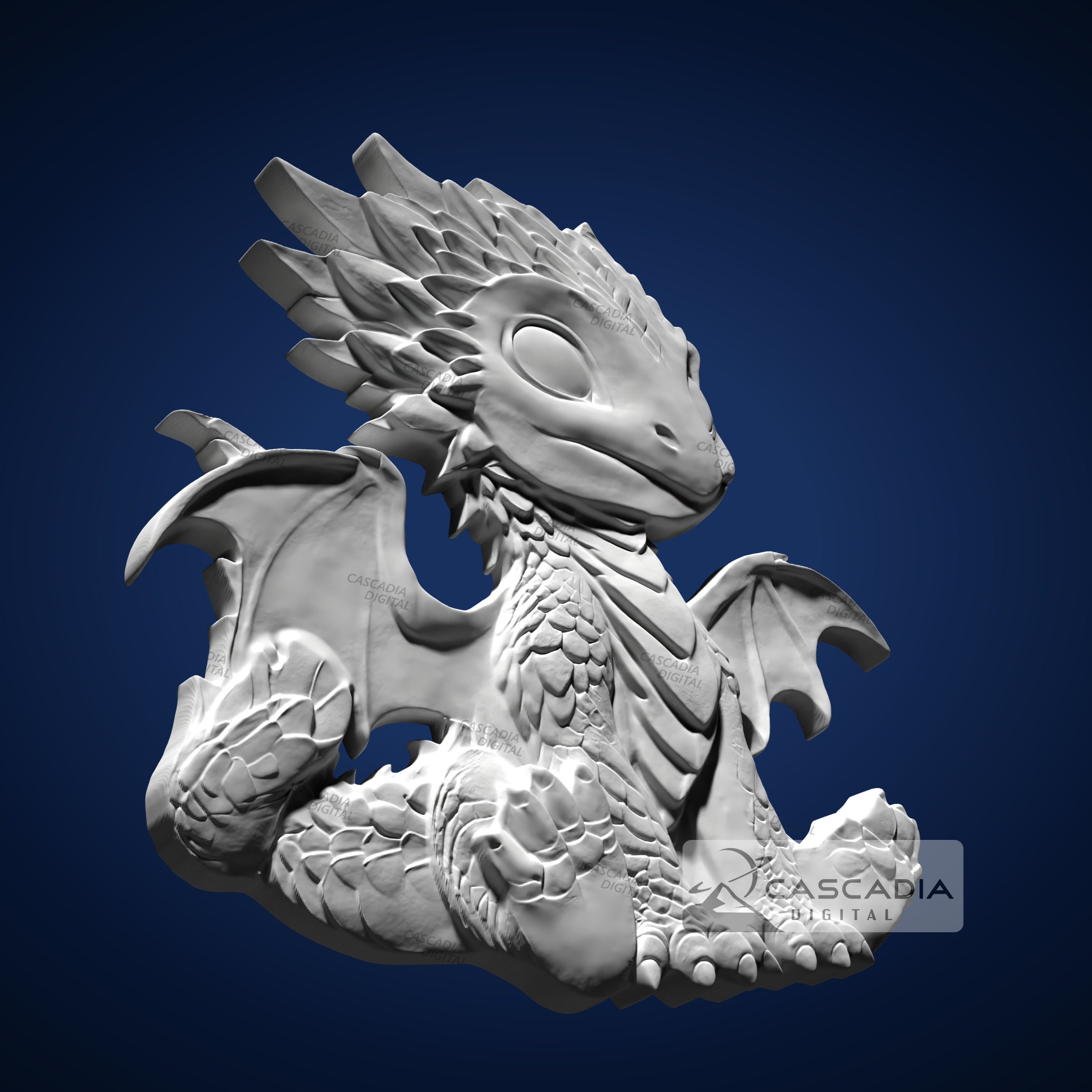 Cute Dragon Hatchling 3D STL File for CNC Router, 3D Print, Casting ...