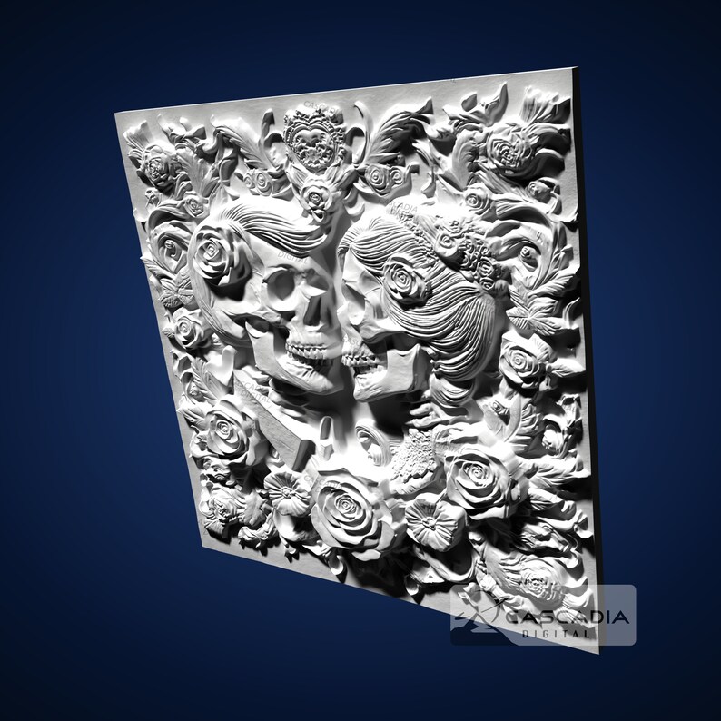 Skull Lovers 3D STL File for CNC Router, 3D Print, Casting, Wood ...