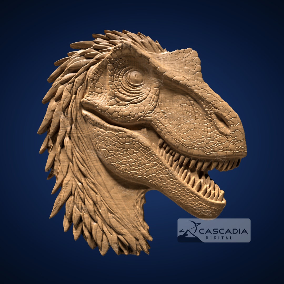 Raptor Head 3D STL File for CNC Router, 3D Print, Casting, Wood Carving ...