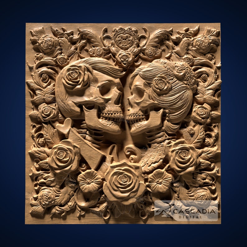 Skull Lovers 3D STL File for CNC Router, 3D Print, Casting, Wood ...