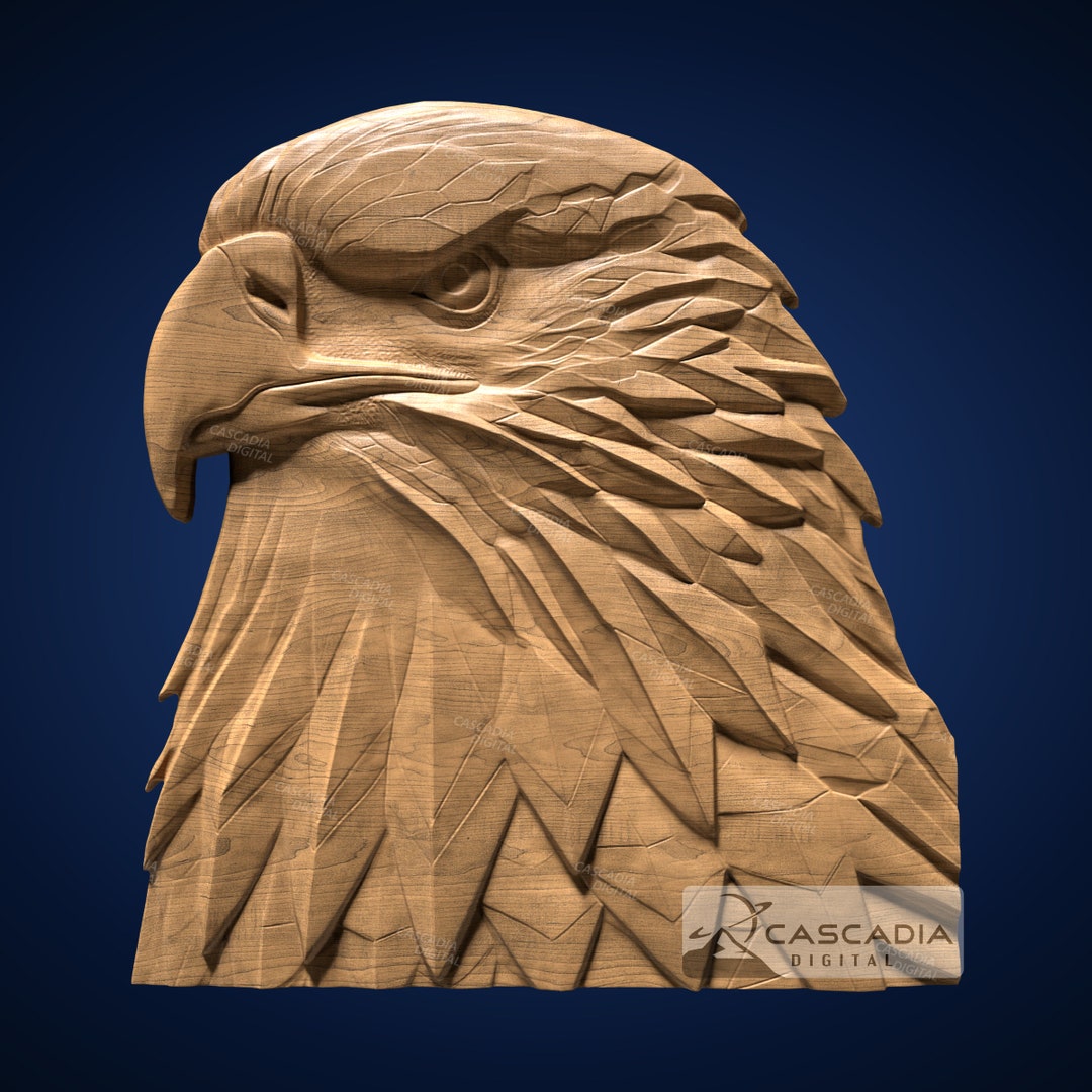 Bald Eagle Head 3D STL File for CNC Router, 3D Print, Casting, Wood ...