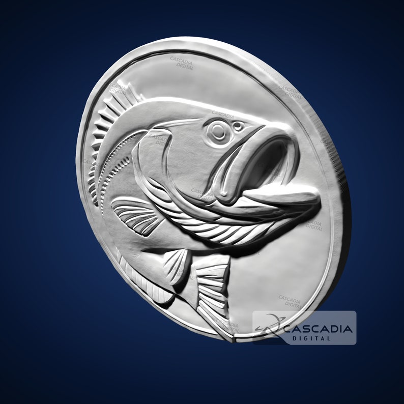 Bass Fish Round 3D STL File for CNC Router, 3D Print, Casting, Wood ...