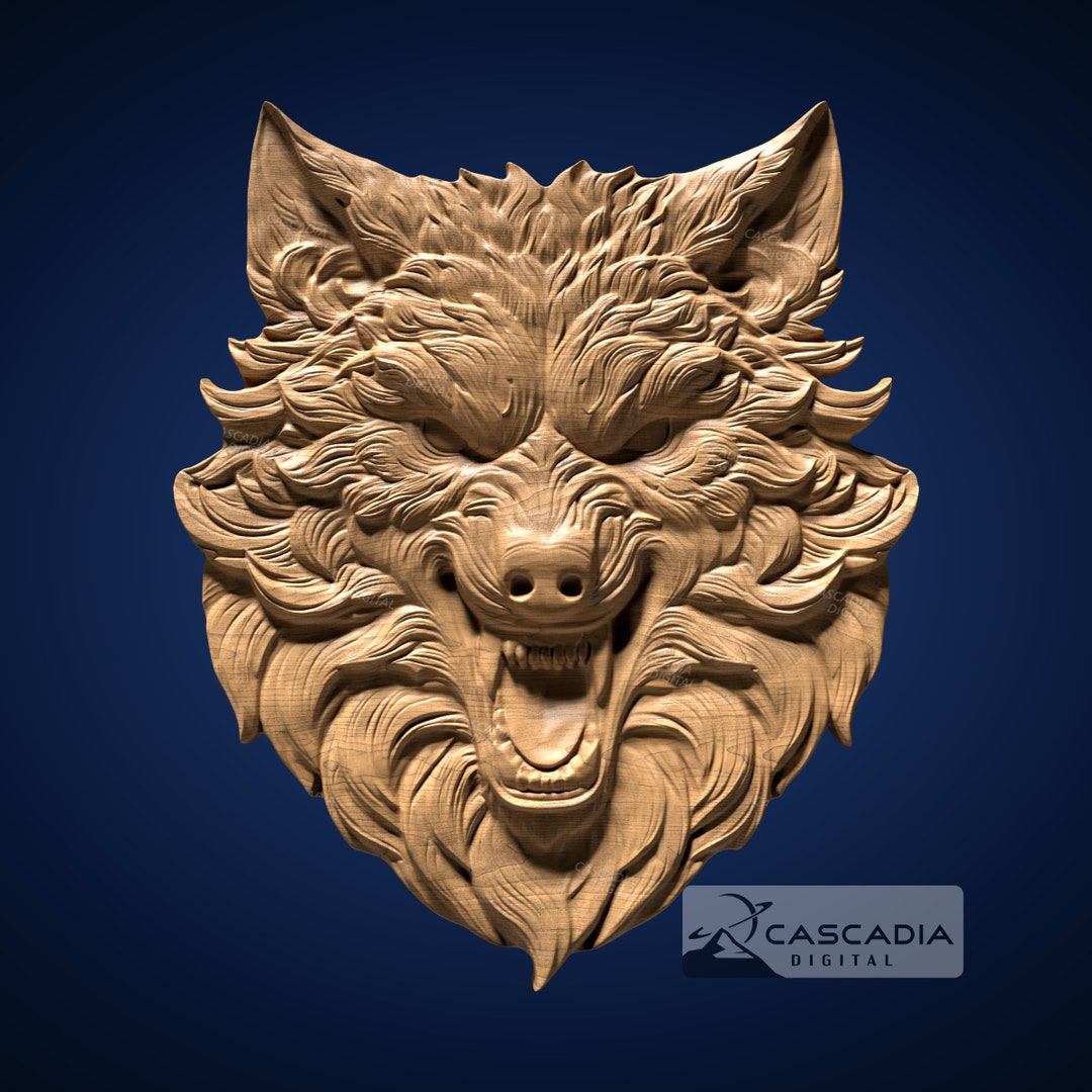 Wolf Head 3D STL File for CNC Router, 3D Print, Casting, Wood Carving ...