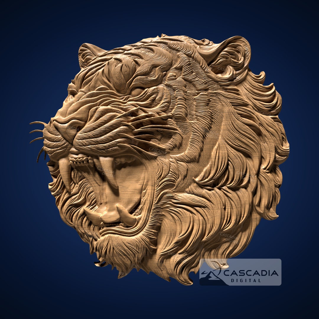 Tiger Head - 3D STL Model for CNC/3D Printing - Animal Wildlife Nature ...