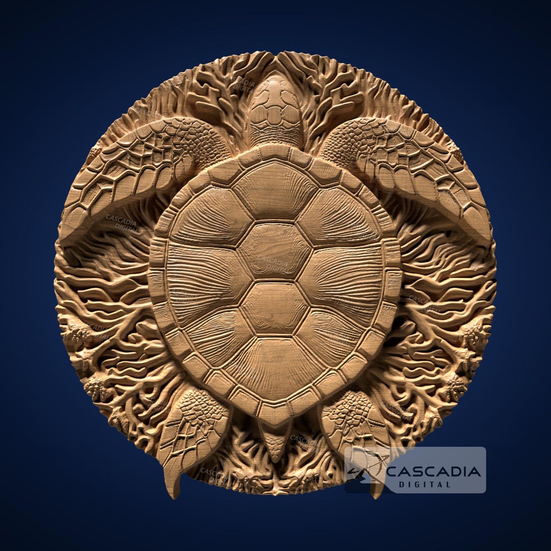 Sea Turtle Round - 3D STL Model for CNC/3D Printing - Ocean Marine Sea ...