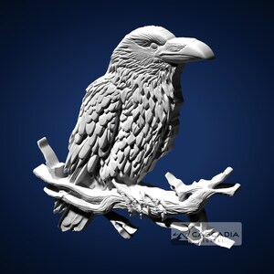 Raven Perched 3D STL File for CNC Router, 3D Print, Casting, Wood ...