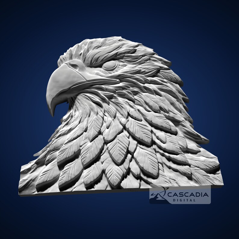 Eagle Head 3D STL File for CNC Router, 3D Print, Casting, Wood Carving ...