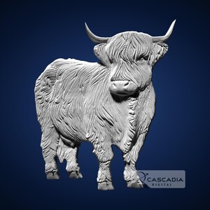 Highland Cow Steer 3D STL File for CNC Router, 3D Print, Casting, Wood ...