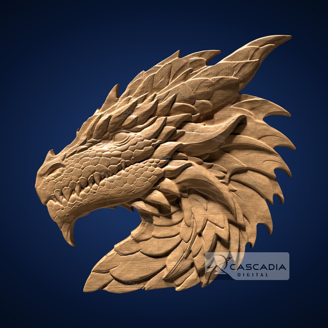 Dragon Head 3D STL File for CNC Router, 3D Print, Casting, Wood Carving ...