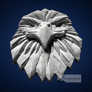 Bald Eagle Head Geometric 3D STL File for CNC Router, 3D Print, Casting ...