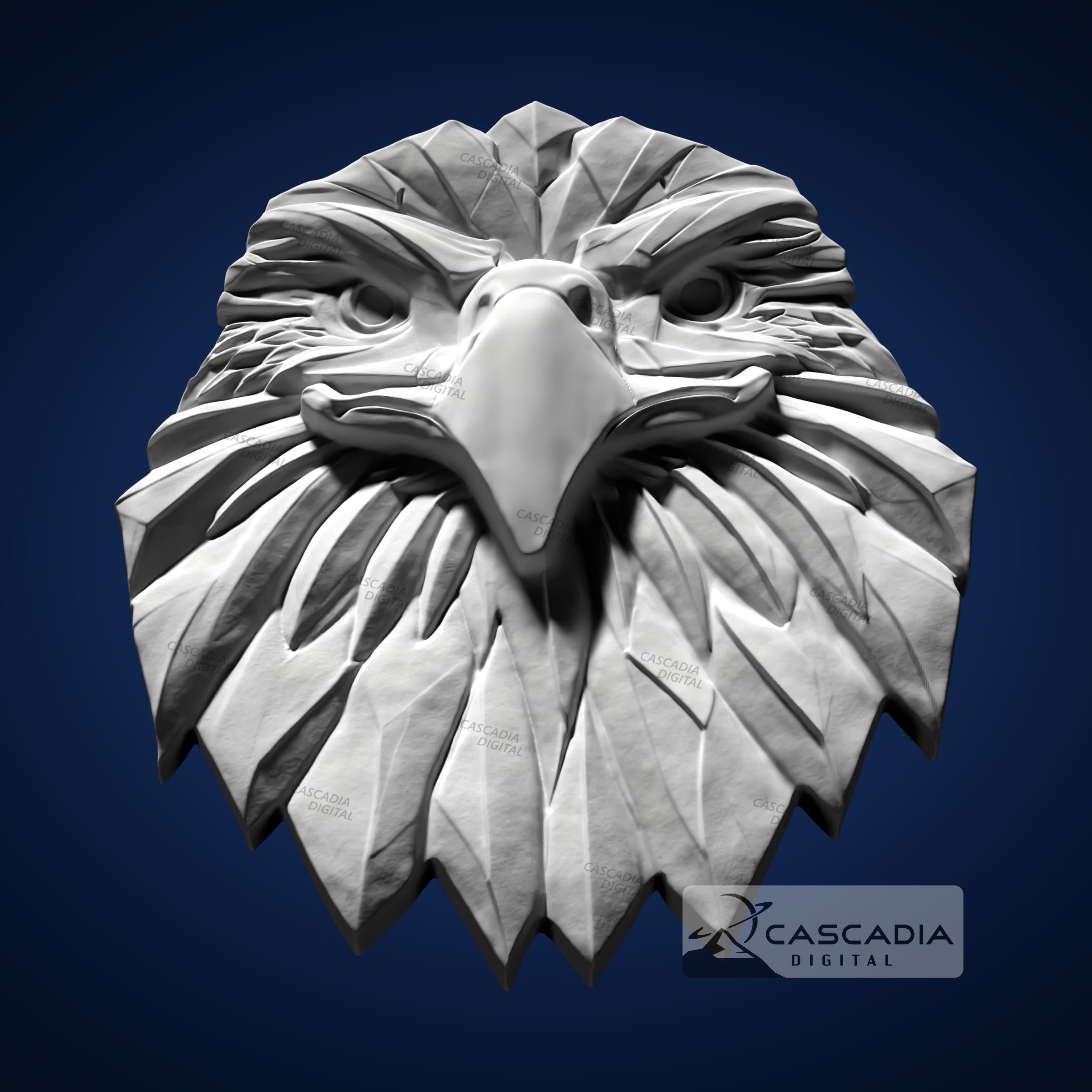 Bald Eagle Head Geometric 3D STL File for CNC Router, 3D Print, Casting ...