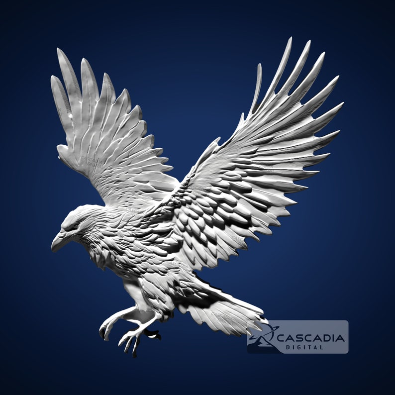Raven in Flight - STL Model for CNC Router and 3D Printing - Etsy