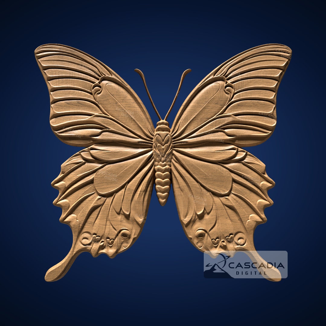 Butterfly 3D STL File for CNC Router, 3D Print, Casting, Wood Carving ...