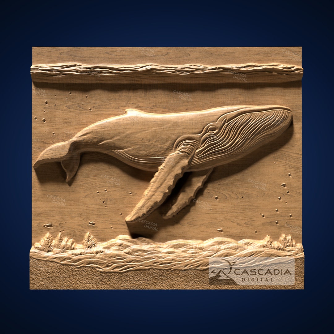Blue Whale 3D STL File for CNC Router, 3D Print, Casting, Wood Carving ...