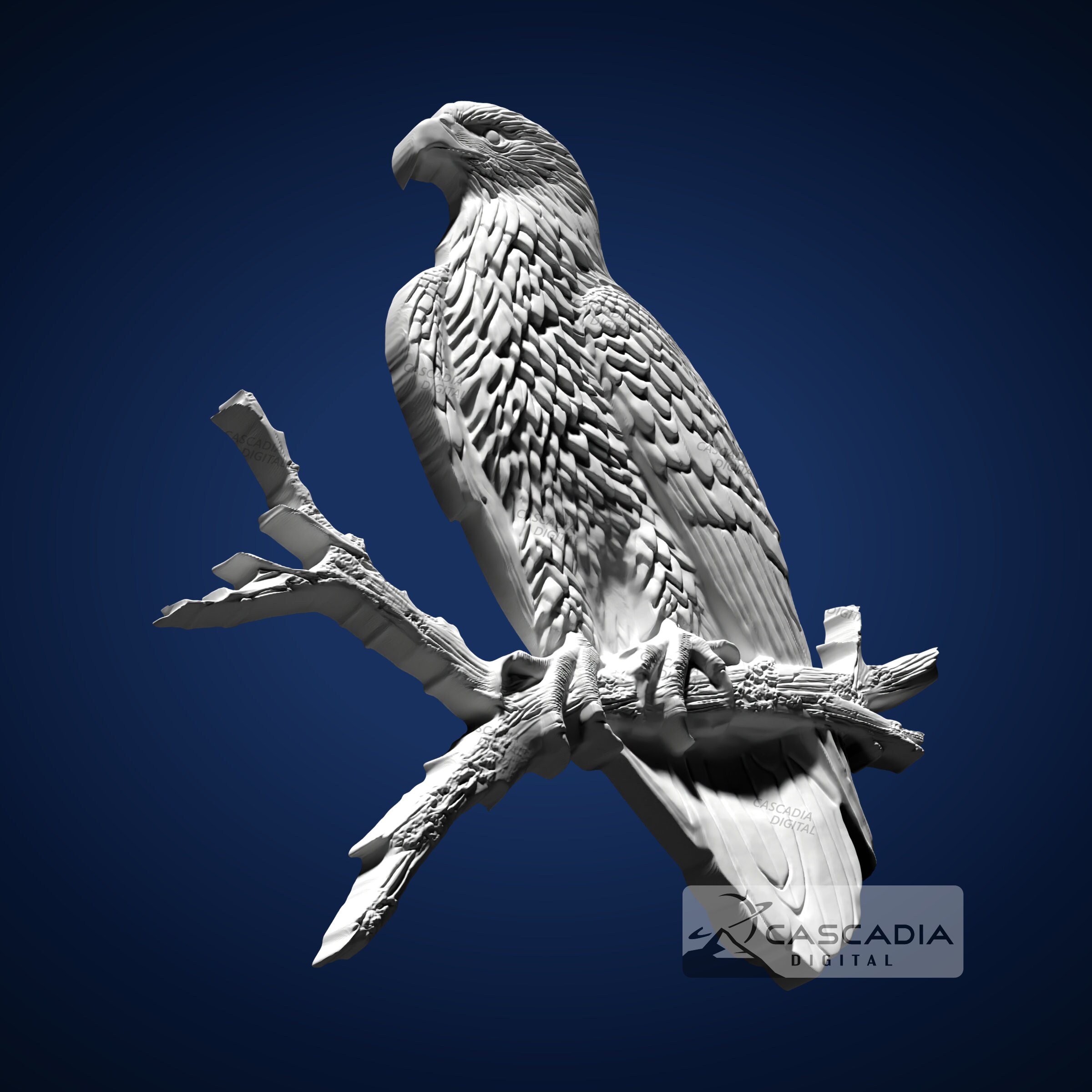 Bald Eagle Perched - 3D STL Model for CNC/3D Printing - Animal Wildlife ...