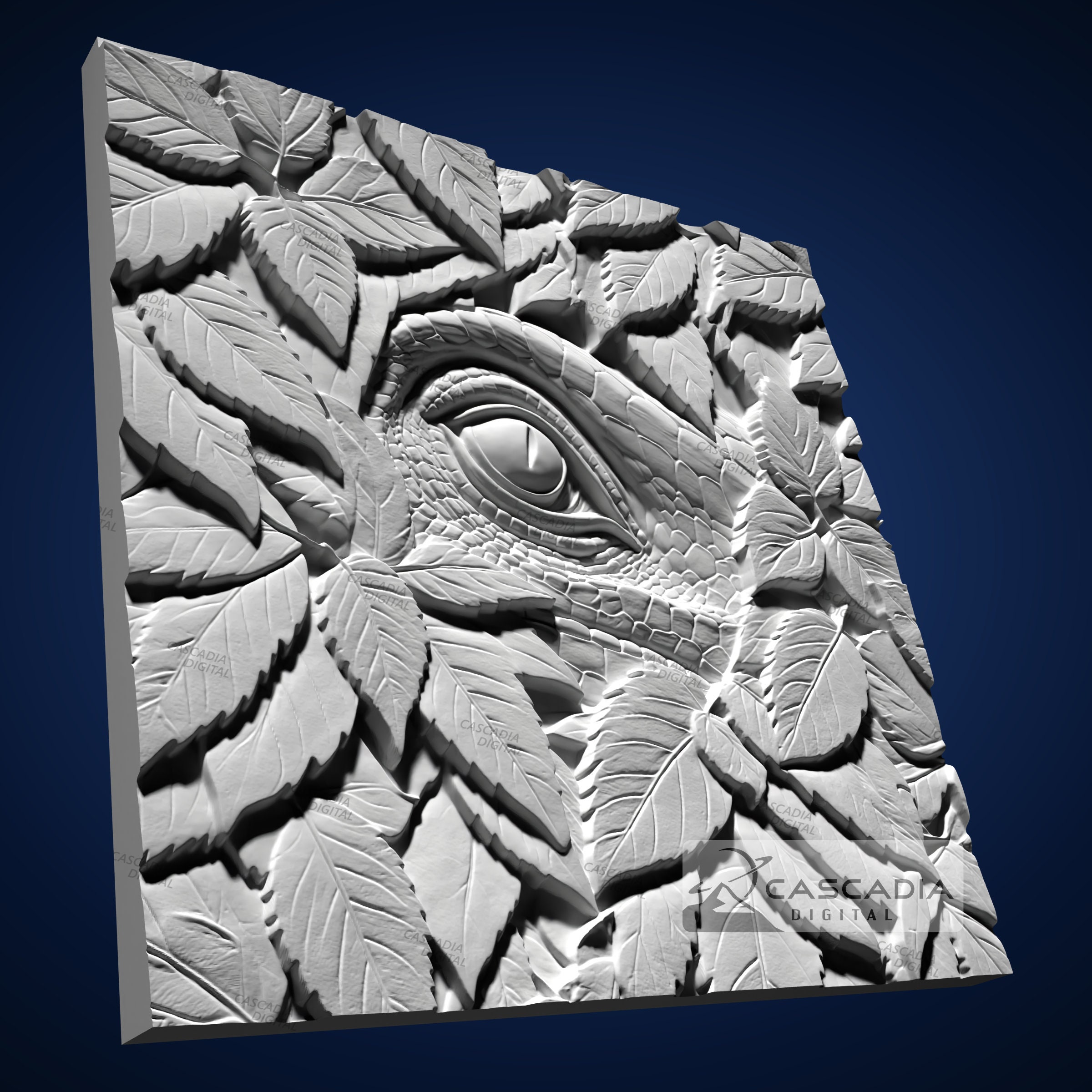Raptor Eye in Leaves 3D STL File for CNC Router, 3D Print, Casting ...