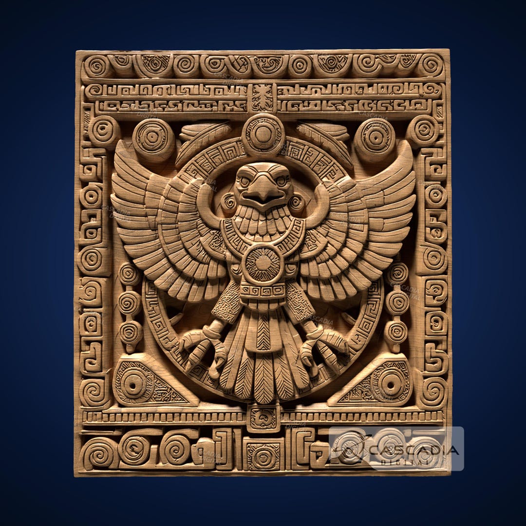 Eagle Raven Aztec 3D STL File for CNC Router, 3D Print, Casting, Wood ...