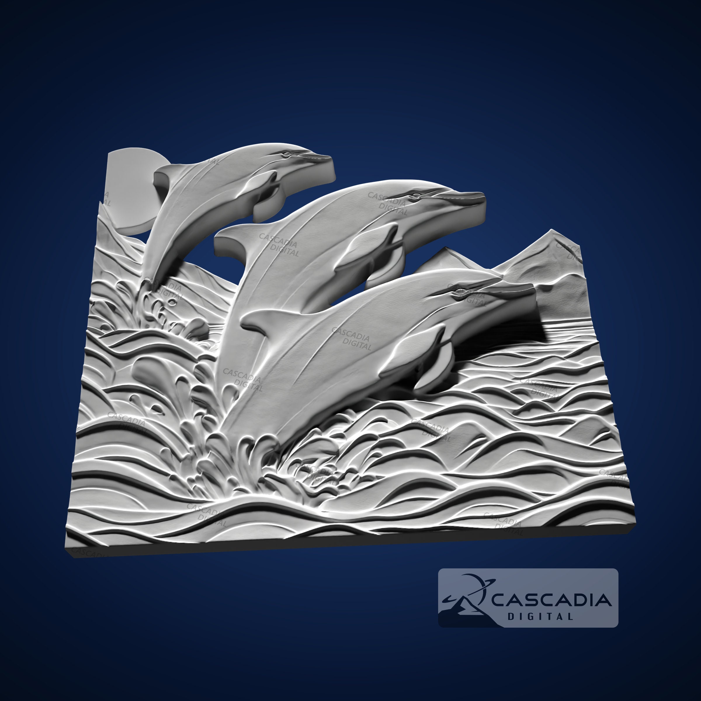 Dolphin Waves 3D STL File for CNC Router, 3D Print, Casting, Wood ...