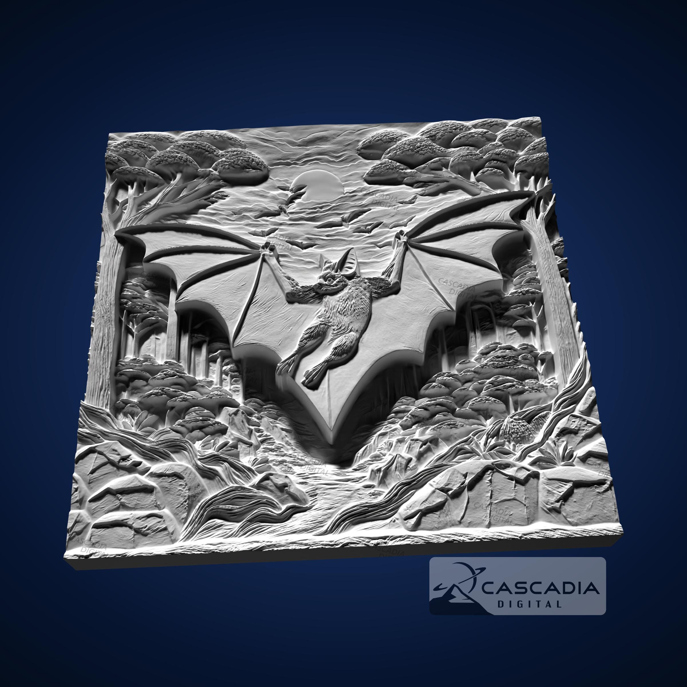 Bat Moon - STL Model for CNC Router and 3D Printing - Etsy