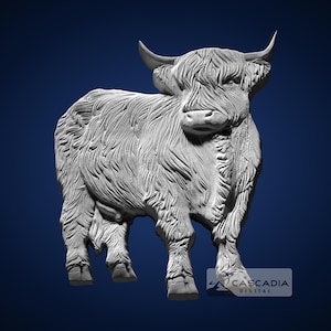 Highland Cow Steer 3D STL File for CNC Router, 3D Print, Casting, Wood ...
