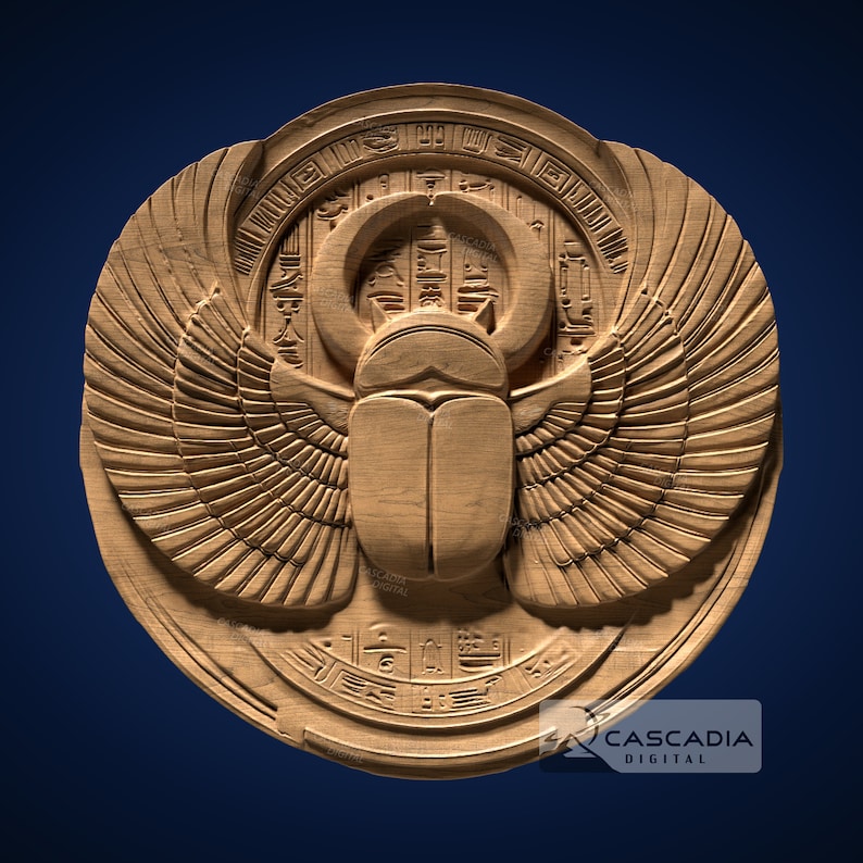Scarab Egyptian Round - STL Model for CNC Router and 3D Printing - Etsy