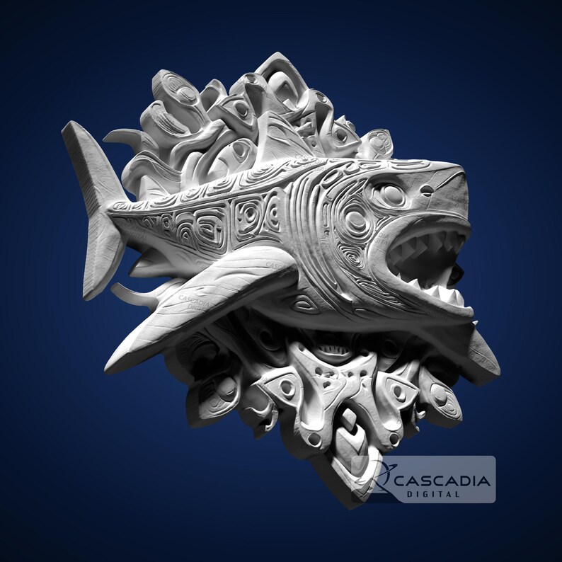 Shark Native Inuit 3D STL File for CNC Router, 3D Print, Casting, Wood ...