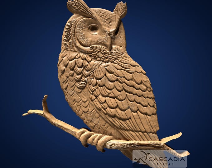 Horned Owl Perched - STL Model for CNC Router and 3D Printing - Etsy