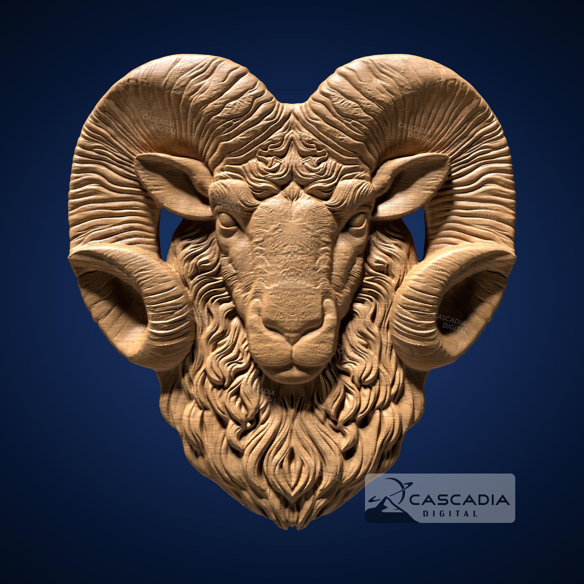 Ram Head - 3D STL Model for CNC/3D Printing - Animal Wildlife Sheep ...