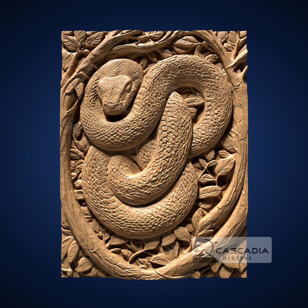 Python Snake in Tree 3D STL File for CNC Router, 3D Print, Casting ...