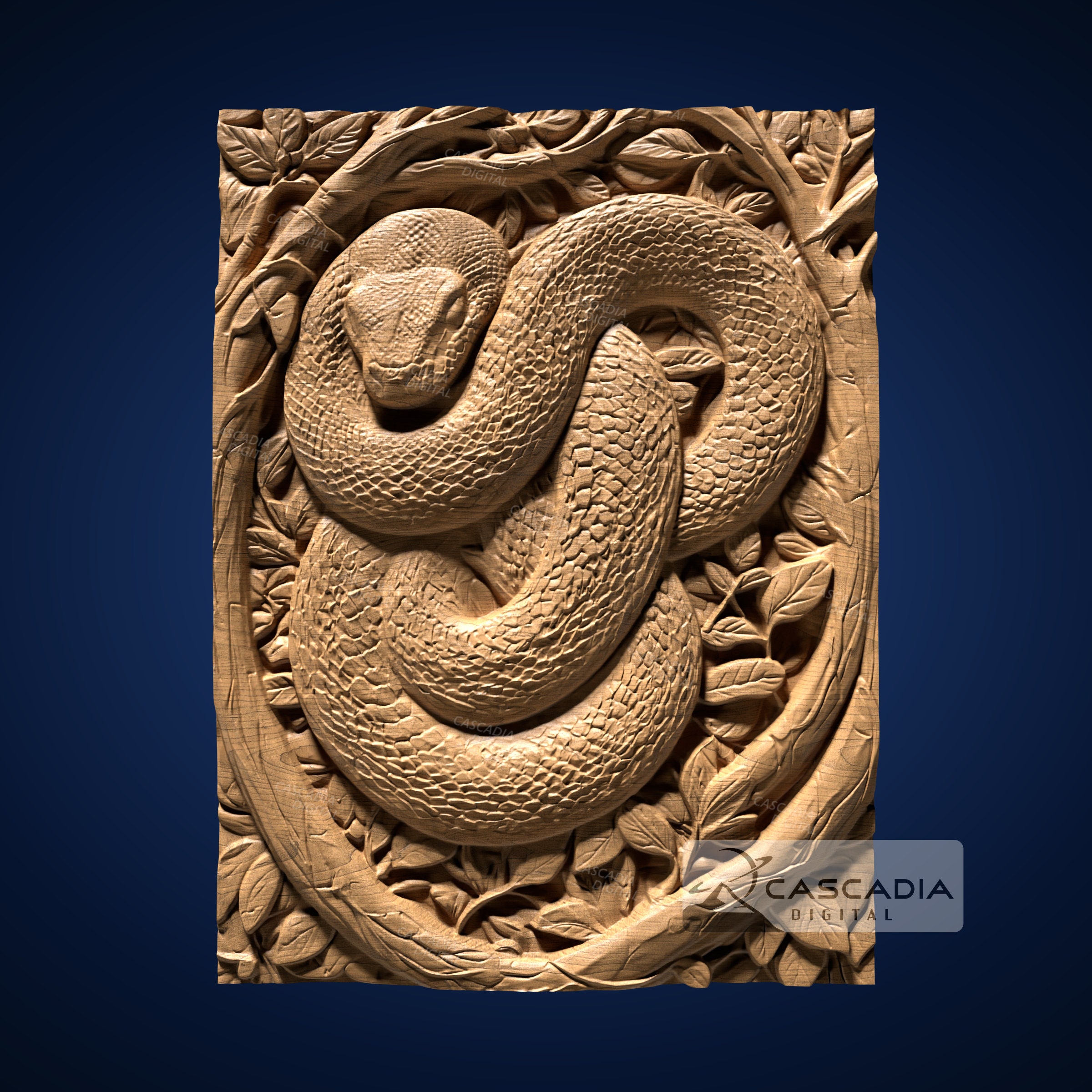 Python Schlange im Baum 3D Stl Datei für CNC-Fräser, 3D-Druck, Gießen ...