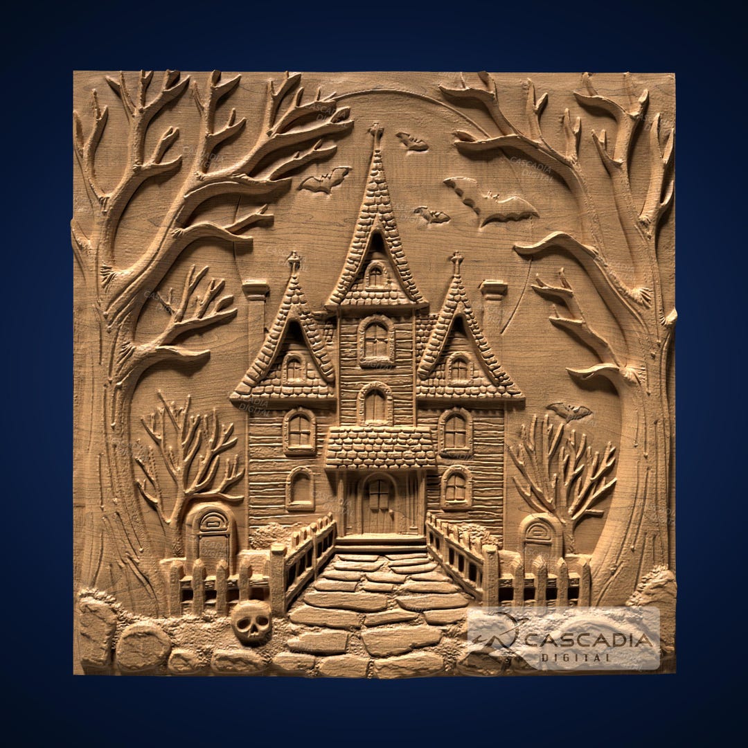 Haunted House - 3D STL Model for CNC/3D Printing - Spooky Halloween ...