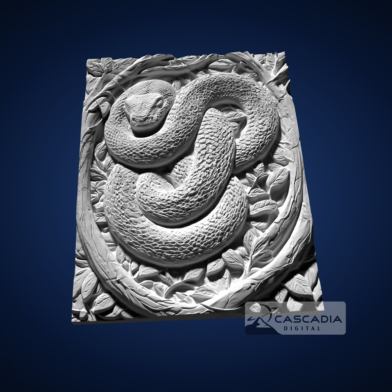 Python Snake in Tree 3D STL File for CNC Router, 3D Print, Casting, Wood Carving Engraving 3D ...