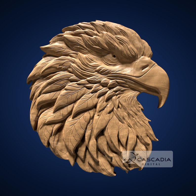 Eagle Head 3D STL File for CNC Router, 3D Print, Casting, Wood Carving ...