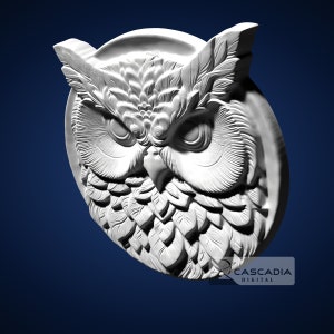 Owl Round 3D STL File for CNC Router, 3D Print, Casting, Wood Carving ...