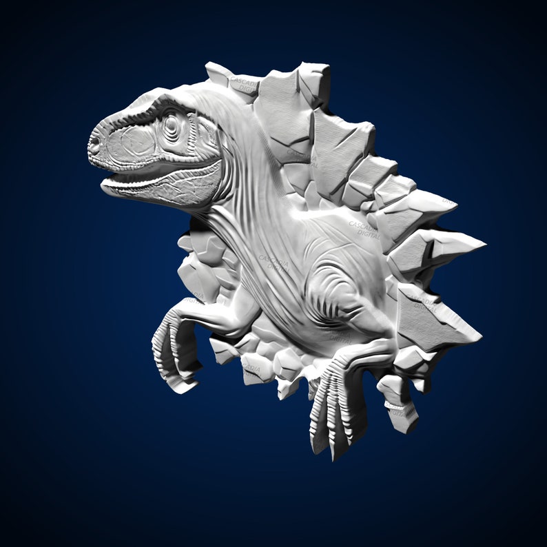 Raptor Dinosaur 3D STL File for CNC Router Wood Carving, 3D Printing ...