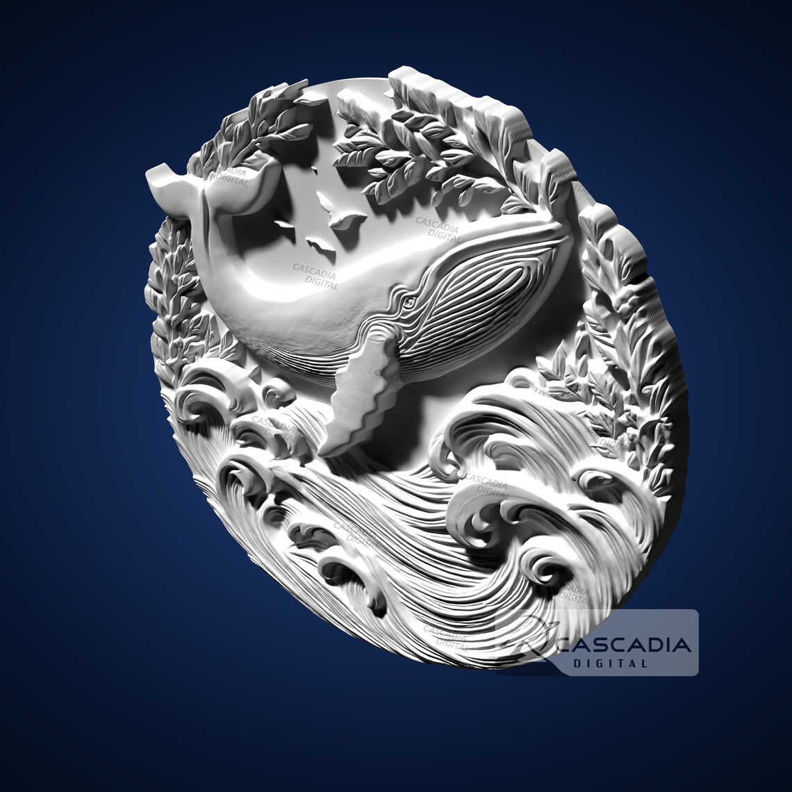 Whale Round - STL Model for CNC Router and 3D Printing - Etsy