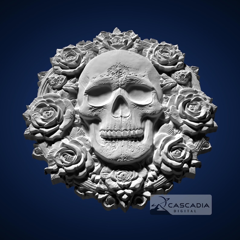 Caveira redonda - Modelo 3D STL para impressão CNC/3D - Moeda gótica de ...