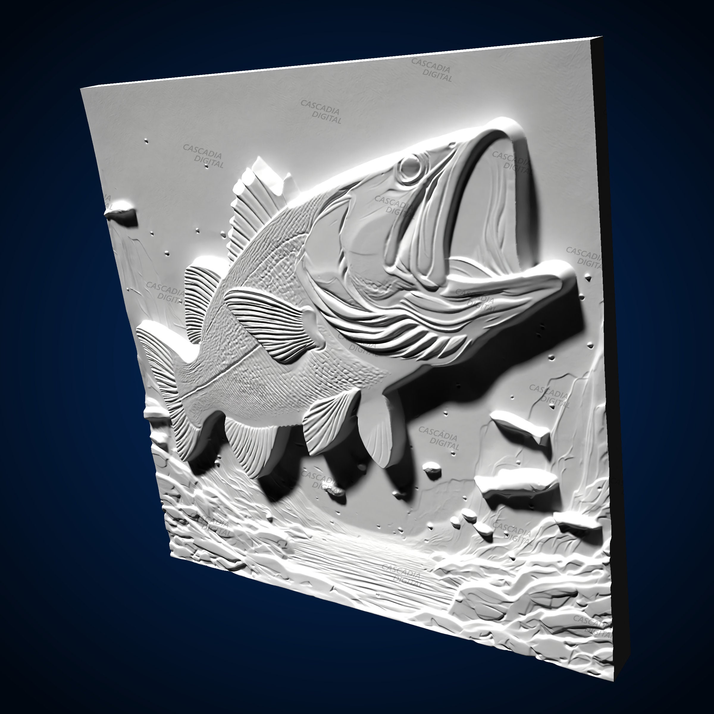 Large Mouth Bass 3D STL File for CNC Router, 3D Print, Casting, Wood Carving Engraving 3D Relief ...