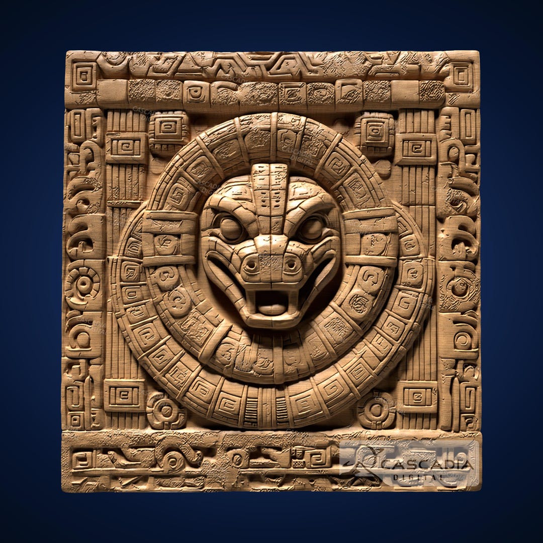 Snake Aztec 3D STL File for CNC Router, 3D Print, Casting, Wood Carving ...