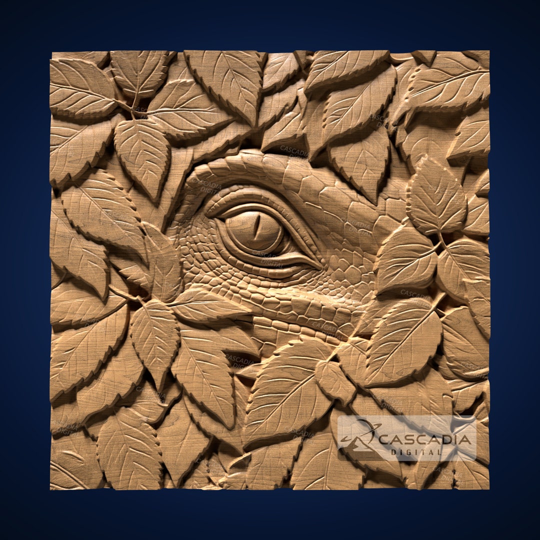 Raptor Eye in Leaves 3D STL File for CNC Router, 3D Print, Casting ...