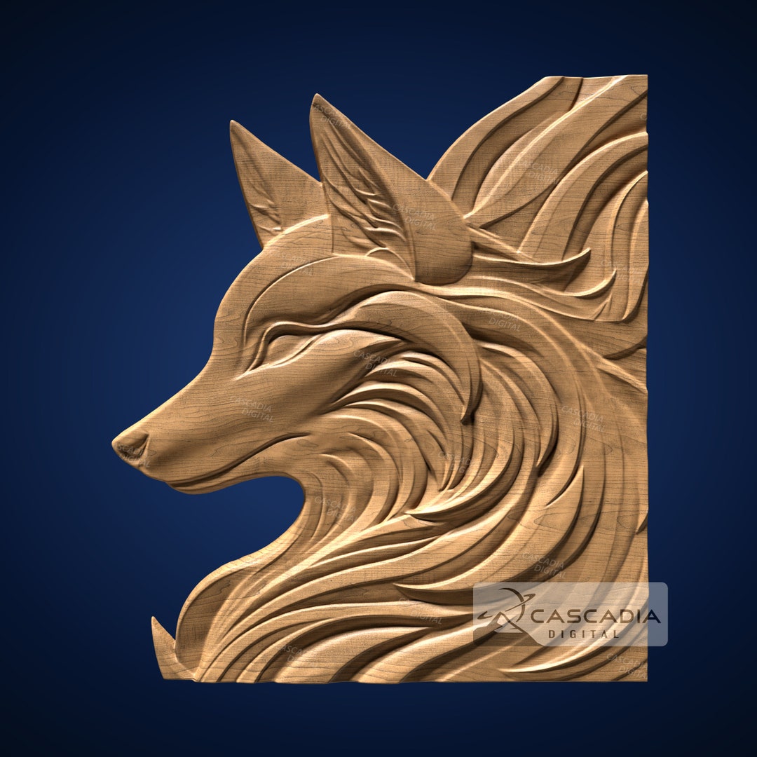 Fox Wolf Dog 3D STL File for CNC Router, 3D Print, Casting, Wood ...